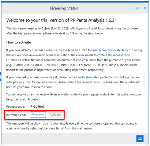 PR.PantaControl software activation – NanoTemper Technologies